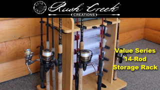 Rush Creek Creations 14 Fishing Rod Rack with 4 Utility Box Storage ...